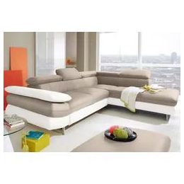 Ecksofa Inosign "Solution L-Form" Sofas Gr. B/H/T: 279cm x 73cm x 228cm, Kunstleder SOFTLUX, Ottomane rechts, ohne Bettfunktion, weiß (altweiß/sand) wahlweise mit Bettfunktion