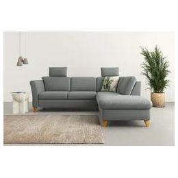 Ecksofa Home Affaire "Trelleborg L-Form" Sofas Gr. B/H/T: 252cm x 86cm x 213cm, Chenille-Optik, Ottomane rechts, ohne Bettfunktion-ohne Stauraum, grau Federkern-Polsterung, wahlweise mit Bettfunktion und Stauraum