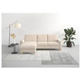 Ecksofa Home Affaire "Summer L-Form" Sofas Gr. B/H/T: 249cm x 91cm x 164cm, Breitcord, Recamiere links, ohne Bettfunktion-ohne Bettkasten-ohne Federkern, beige (creme) mit Recamiere, oder ohne Bettfunktion und Bettkasten, Cord-Bezug