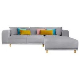 Ecksofa Andas "Maroon L-Form" Sofas Gr. B/H/T: 285 cm x 82 cm x 191 cm, Struktur, Recamiere rechts, Inklusive 7 Zierkissen, grau (hellgrau) in skandinavischem Design, mit losen Kissen