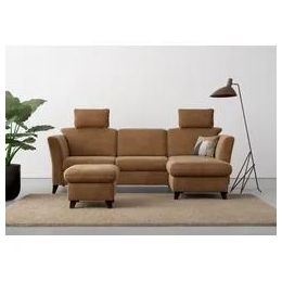 Ecksofa Home Affaire "Trelleborg L-Form" Sofas Gr. B/H/T: 249cm x 86cm x 162cm, Breitcord, Recamiere rechts, ohne Bettfunktion-ohne Bettkasten, braun (latte) wahlweise mit Bettfunktion und Bettkasten, inkl. Federkern-Polsterung