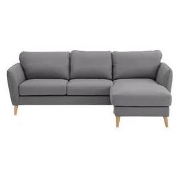 Ecksofa Home Affaire "MARSEILLE (242/152cm),L-Form, Rec. rechts/links" Sofas Gr. B/H/T: 242 cm x 88 cm x 152 cm, Filzoptik, Recamiere rechts, grau (hellgrau) Massivholzbeine aus Eiche, in verschieden Bezügen und Farbvarianten