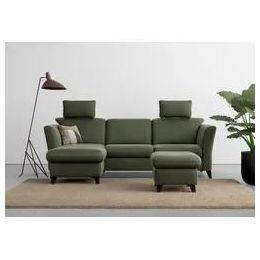 Ecksofa Home Affaire "Trelleborg L-Form" Sofas Gr. B/H/T: 249cm x 86cm x 162cm, Feincord, Recamiere links, ohne Bettfunktion-ohne Bettkasten, grün (olive) wahlweise mit Bettfunktion und Bettkasten, inkl. Federkern-Polsterung