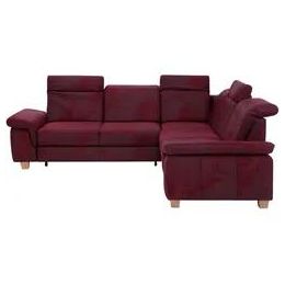 Ecksofa Home Affaire "Dalia L-Form" Sofas Gr. B/T: 256cm x 236cm, Luxus-Microfaser Florence, langer Schenkel links, mit Bettfunktion-mit Schubladenstauraum-mit Kopfteilverstellung, rot (bordeaux) mit Federkernpolsterung, wahlweise Bettfunktion, Bettkasten