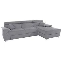 Ecksofa DOMO collection "Mira L-Form" Sofas Gr. B/H/T: 271cm x 78cm x 167cm, Struktur fein, Recamiere rechts, mit Kopfteilverstellung, grau wahlweise mit Bettfunktion und Bettkasten