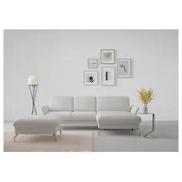 Sit & More Ecksofa SIT & MORE "Fashion L-Form" Sofas Gr. B/H/T: 253cm x 84cm x 165cm, Soft clean, Recamiere rechts, ohne Kopfteilverstellung-ohne Vorziehsitz-mit Metallfuesse Nickel satiniert, grau (hellgrau) wahlweise mit Kopfteilverstellung, Vorziehsitz, motorisch, Nickelfüße