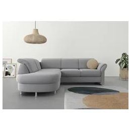 Sit & More Ecksofa SIT & MORE "Apulia L-Form" Sofas Gr. B/H/T: 250 cm x 78 cm x 212 cm, Samtoptik, langer Schenkel rechts, ohne Bettfunktion-ohne Bettkasten-mit Armteilverstellung-mit Kopfteilverstellung, grau (hellgrau) wahlweise Bettfunktion, Bettkasten und Kopf- Armteilverstellung