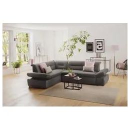 Ecksofa Inosign "Avesa L-Form" Sofas Gr. B/H/T: 275cm x 80cm x 211cm, Luxus-Microfaser in Lederoptik, langer Schenkel rechts-Bettfunktion rechts, mit Armteilverstellung-mit Schlaffunktion, grau (anthrazit) Wahlweise mit Arm- und Bettfunktion, BTH: 27521180 cm