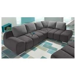 Ecksofa Inosign "Bono L-Form" Sofas Gr. B/H/T: 267cm x 90cm x 214cm, Samtstoff, Ottomane rechts, ohne Bettfunktion, grau (fango, grau) mit Ottomane, wahlweise Bettfunktion