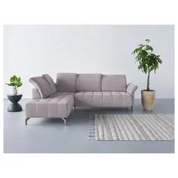 Ecksofa Inosign "Fresh L-Form" Sofas Gr. B/H/T: 260cm x 79cm x 220cm, Luxus-Microfaser ALTARA NUBUCK, Ottomane links, mit Armteilverstellung-mit Kopfteilverstellung-mit Vorziehsitz motorisch, grau (anthrazit) Federkern, wahlweise Kopfteilverstellung und motorischer Vorziehsitz