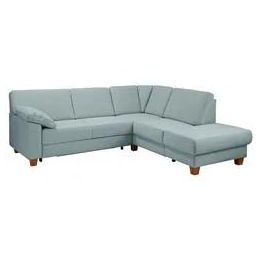 Ecksofa Home Affaire "Belfort L-Form" Sofas Gr. B/H/T: 243cm x 88cm x 91cm, Struktur fein, Ottomane rechts, mit Bettfunktion-ohne Stauraum, blau (aqua) mit Federkern, wahlweise Bettfunktion und Stauraum