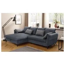 Ecksofa Home Affaire "Tirano, L-Form" Sofas Gr. B/H/T: 274cm x 88cm x 170cm, Luxus-Microfaser, Recamiere links, ohne Bettfunktion, grau (anthrazit) wahlweise mit Bettfunktion und Bettkasten