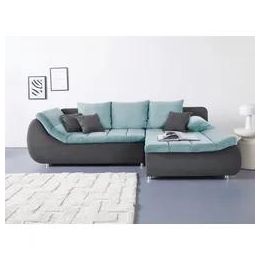 Ecksofa Inosign "Imola L-Form" Sofas Gr. B/H/T: 271cm x 90cm x 104cm, Microfaser-Struktur, Recamiere rechts, mit Bettfunktion und Bettkasten, grün (anthrazit, mint)