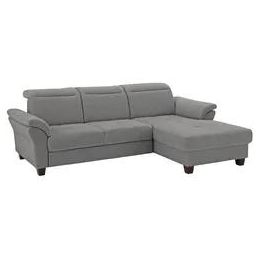 Ecksofa Home Affaire "Solvei L-Form" Sofas Gr. B/H/T: 255cm x 104cm x 185cm, Struktur, Recamiere rechts, Sitztiefenverstellung, grau mit Recamierenabschluß und Sitztiefenverstellung