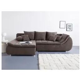 Ecksofa Inosign "Imola L-Form" Sofas Gr. B/H/T: 271cm x 90cm x 104cm, Microfaser PRIMABELLE, Recamiere links, mit Bettfunktion und Bettkasten, blau (anthrzit)