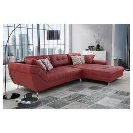 Jockenhöfer Ecksofa JOCKENHÖFER GRUPPE "San Francisco L-Form" Sofas Gr. B/H/T: 358cm x 91cm x 119cm, Luxus-Microfaser, rot mit eingearbeiteter Kaltschaummatte und Steppung, inklusive Kissen