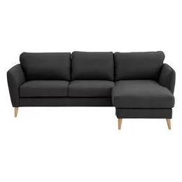 Ecksofa Home Affaire "MARSEILLE (242/152cm),L-Form, Rec. rechts/links" Sofas Gr. B/H/T: 242cm x 88cm x 152cm, Filzoptik, Recamiere rechts, grau (anthrazit) Massivholzbeine aus Eiche, in verschieden Bezügen und Farbvarianten