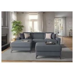 Sit & More Ecksofa SIT & MORE "Scarlett L-Form" Sofas Gr. B/T: 258cm x 172cm, Chenille, Recamiere links, Kopfteilverstellung, blau (blaugrau) inklusive Kopfteilverstellung, wahlweise mit Bettfunktion, Bettkasten