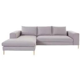 Polsterecke OTTO products "Finnja, L-Form" Sofas Gr. B/H/T: 297 cm x 83 cm x 170 cm, Luxus-Microfaser mit Prägung, Recamiere links, XL-Breite-mit Bettfunktion-mit Bettkasten, silberfarben XXL-Ecksofa Sofas