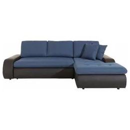 Ecksofa Trendmanufaktur "Indie, L-Form" Sofas Gr. B/H/T: 246cm x 86cm x 155cm, Kunstleder SOFTLUX-Struktur fein, Recamiere rechts, ohne Funktion-XL, schwarz (schwarz/aqua) wahlweise XL oder XXL