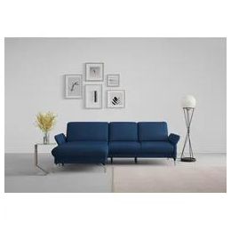 Sit & More Ecksofa SIT & MORE "Fashion L-Form" Sofas Gr. B/H/T: 253cm x 84cm x 165cm, Soft clean, Recamiere links, mit Kopfteilverstellung-mit Vorziehsitz, motorisch-mit Metallfuesse Nickel satiniert, blau wahlweise mit Kopfteilverstellung, Vorziehsitz, motorisch, Nickelfüße