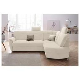 Sit & More Ecksofa SIT & MORE "Sonoma L-Form" Sofas Gr. B/H/T: 246 cm x 91 cm x 176 cm, Luxus-Microfaser, Ottomane rechts, ohne Bettfunktion, beige (creme) wahlweise mit Bettfunktion und Bettkasten