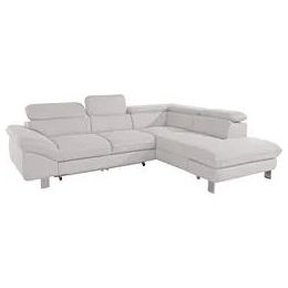 Ecksofa COTTA "Driver L-Form" Sofas Gr. B/H/T: 266 cm x 73 cm x 214 cm, Struktur, Ottomane rechts, mit Kopfteilverstellung-ohne Bettfunktion und Bettkasten, grau (argent) mit Kopfteilverstellung, wahlweise Bettfunktion