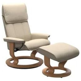 Relaxsessel stressless "Admiral", beige (cream batick), B:87cm H:101cm T:78cm, Leder BATICK: BATICK ist ein leicht korrigiertes, durchgefärbtes und genarbtes Möbelleder, bei dem die meisten Unebenheiten und Spuren in der Regel entfernt wurden., Sessel, mit Classic Base, Größe M & L, Gestell Eiche