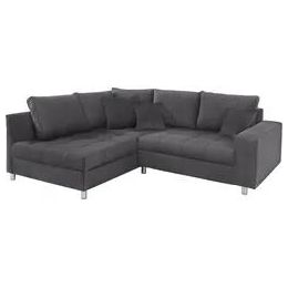 Ecksofa MR. COUCH "Tobi L-Form" Sofas Gr. B/H/T: 226cm x 75cm x 188cm, Struktur, Ottomane links, ohne Bettfunktion, grau (anthrazit) wahlweise mit Kaltschaum (140kg BelastungSitz), RGB-LED-Beleuchtung