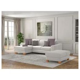 Sit & More Ecksofa SIT & MORE "Dundee L-Form", silber, B:264cm H:86cm T:175cm, Sofas, mit Federkern und Massivholzfüßen, wahlweise mit Kopfteilverstellung