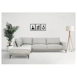 Ecksofa Places of Style "Oland" Sofas Gr. B/H/T: 289cm x 85cm x 210cm, Flachgewebe, Ottomane links, braun (latte) L-Form, im zeitlosem Design und hochwertiger Verarbeitung