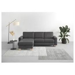 Ecksofa Home Affaire "Summer L-Form" Sofas Gr. B/H/T: 249 cm x 91 cm x 164 cm, Breitcord, Recamiere links, mit Bettfunktion-mit Bettkasten-mit Federkern, grau mit Recamiere, oder ohne Bettfunktion und Bettkasten, Cord-Bezug