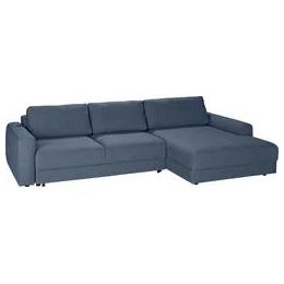 Ecksofa Trendmanufaktur "0, L-Form" Sofas Gr. B/H/T: 303cm x 84cm x 176cm, Struktur weich, mega-Recamiere rechts, ohne Bettfunktion und Bettkasten, blau (blue horizon) wahlweise mit Bettfunktion und Bettkasten, Tiefe Sitzfläche