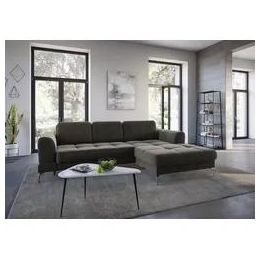 Sit & More Ecksofa SIT&MORE "Bendigo L-Form" Sofas Gr. B/H/T: 284 cm x 87 cm x 175 cm, Samtoptik, mega-Recamiere rechts, mit satiniertem Nickelfuß, grau (anthrazit) inklusive Sitztiefenverstellung, Bodenfreiheit 15 cm, 2 Fußfarben