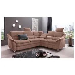 Ecksofa Places of Style "Cardoso L-Form", braun, B:249cm H:90cm T:209cm, Luxus-Microfaser Lederoptik (100% Polyester), Luxus-Microfaser (100% Polyester), Luxus-Microfaser ALTARA NUBUCK (100% Polyester), Struktur (100% Polyester), Sofas, Federkern, wahlweise mit Bett, Schubkasten, teilweise Relaxfunktion