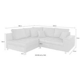 Ecksofa MR. COUCH "Tobi L-Form" Sofas Gr. B/H/T: 226cm x 75cm x 188cm, Struktur, Ottomane links, Mit Kaltschaum-mit Bettfunktion, grau (anthrazit) wahlweise mit Kaltschaum (140kg BelastungSitz), RGB-LED-Beleuchtung