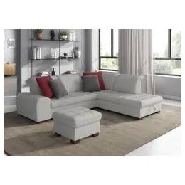 Sit & More Ecksofa SIT & MORE "Luxor L-Form" Sofas Gr. B/H/T: 259cm x 82cm x 224cm, Soft clean, Ottomane rechts, ohne Bettfunktion-ohne Bettkasten-ohne Kopfteilverstellung, silberfarben (silber) wahlweise mit Bettfunktion, Stauraum und Kopfteilverstellung