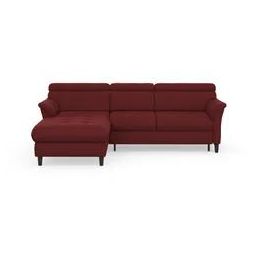 Sit & More Ecksofa SIT&MORE "Marano L-Form" Sofas Gr. B/T: 257 cm x 166 cm, Luxus-Microfaser ALTARA NUBUCK, mega-Recamiere links, mit Bettfunktion-mit Bettkasten-inklusive Kopfteilverstellung-Fußfarbe: matt schwarz, rot (bordeaux) inklusive Kopfteilverstellung, wahlweise mit Bettfunktion, Bettkasten