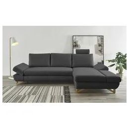 Ecksofa Inosign "City/Giron, L-Form" Sofas Gr. B/H/T: 284cm x 104cm x 166cm, Veloursstoff, Recamiere rechts, ohne Bett-Funktion, grau (anthrazit) verstellbare Armlehnen mit Rasterfunktion