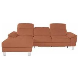 Ecksofa exxpo - SOFA FASHION "Mantua 2, inkl. Kopf- bzw. Rückenverstellung, bequem, L-Form", braun (cognac), B:270cm H:94cm T:175cm, Kunstleder SOFTLUX, NaturLEDER (echtes Rindsleder) in Sitz und Rücken. Korpus in passendem Kunstleder SOFTLUX bezogen, Sofas, wahlweise mit Bettfunktion und Bettkasten, tolle Verarbeitungsdetails