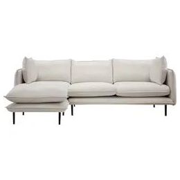 Ecksofa Inosign "Somba L-Form" Sofas Gr. B/H/T: 255cm x 88cm x 103cm, Struktur fein, Ottomane links, beige (natur) mit dickem Keder, Ottomane wahlweise links oder rechts