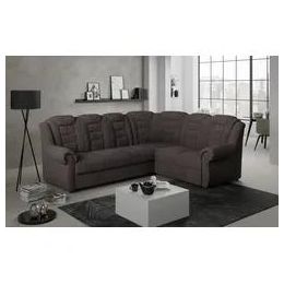 Ecksofa Home Affaire "Boston L-Form" Sofas Gr. B/H/T: 266 cm x 102 cm x 216 cm, Microfaser bedruckt, langer Schenkel links-Bettfunktion links, Mit Bettfunktion-mit Schubkasten, braun (earth) Gemütliches Ecksofa mit hoher Rückenlehne in klassischem Design