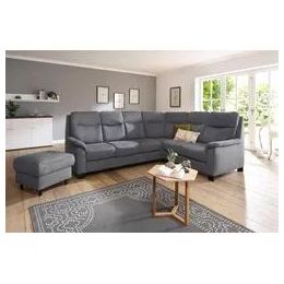 Ecksofa Home Affaire "Boccaccio L-Form" Sofas Gr. B/H/T: 265cm x 104cm x 215cm, Luxus-Microfaser ALTARA NUBUCK, langer Schenkel links, mit Bettfunktion-mit Schubkasten, grau mit Federkern, incl. Kopfteilverstellung, wahlweise Bettfunktion