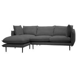 Ecksofa Inosign "Somba L-Form" Sofas Gr. B/H/T: 255cm x 88cm x 103cm, Struktur fein, Ottomane links, grau (anthrazit) mit dickem Keder, Ottomane wahlweise links oder rechts