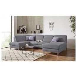 Sit & More Wohnlandschaft SIT&MORE "Clio U-Form" Sofas Gr. B/H/T: 319 cm x 89 cm x 190 cm, Struktur, Ottomane links, ohne Bettfunktion-ohne Bettkasten, grau wahlweise mit Bettfunktion und Bettkasten, inklusive Federkern