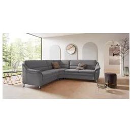 Ecksofa Places of Style "Cardoso L-Form" Sofas Gr. B/H/T: 260cm x 90cm x 230cm, Luxus-Microfaser weich, langer Schenkel rechts, mit Bettfunktion-mit Schublade-mit Relaxfunktion, grau mit Trapezecke für mehr Sitzkomfort, wahlweise auch Bettfunktion