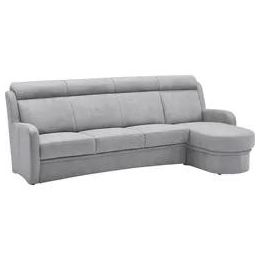 Ecksofa VILLA BECK "Varese L-Form" Sofas Gr. B/H/T: 256cm x 102cm x 83cm, Microfaser, Longchair rechts, mit Bettkasten, silberfarben (32 silber) Kopfteilverstellung, wahlweise mit Sitzvorzug, in Sitzhöhe 49 cm