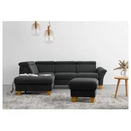 Ecksofa Home Affaire "Lindgren L-Form" Sofas Gr. B/H/T: 249 cm x 84 cm x 217 cm, Struktur, Ottomane links, mit TV-Funktion motorisch-mit Stauraum-mit Kopfteilverstellung-ohne Bettfunktion mit einklappbaren Rollen-mit Federkern, grau (anthrazit) wahlweise mit TV-Funktion, Stauraum und Kopfteilverstellung