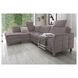 Sit & More Ecksofa SIT & MORE "Pablo L-Form", grau (elefant), B:233cm H:78cm T:196cm, Struktur fein (100% Polyester), Struktur (100% Polyester), Sofas, wahlweise mit Bettfunktion