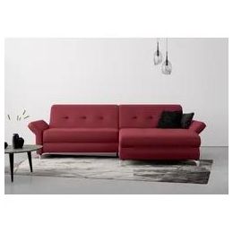 Ecksofa Inosign "Maredo L-Form" Sofas Gr. B/H/T: 284 cm x 89 cm x 179 cm, Luxus-Microfaser weich, mega-Recamiere rechts, mit Kopfteilverstellung und mit Armteilfunktion, rot (bordeaux) Federkern, wahlweise auch mit Kopfteil- und Armlehnverstellung